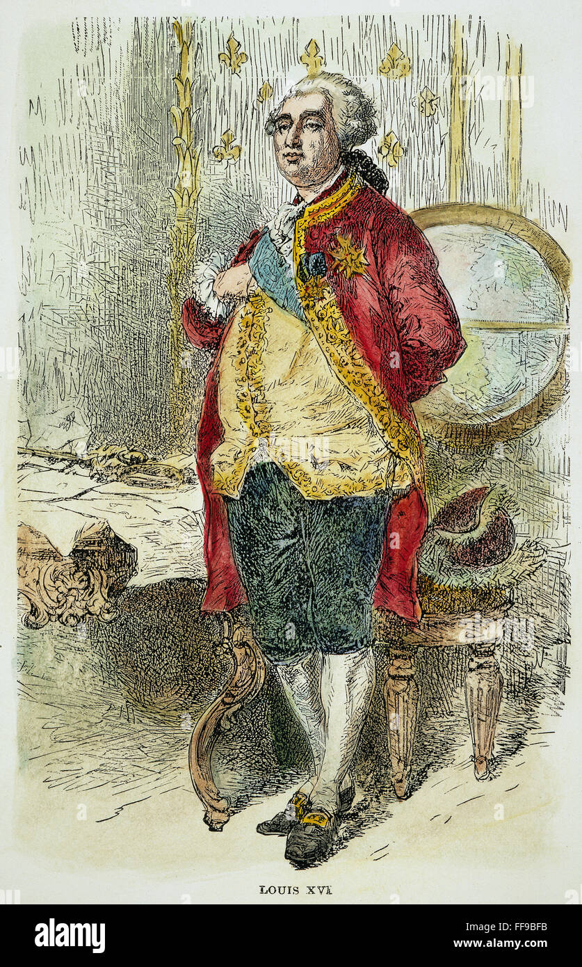 LOUIS XVI OF FRANCE /n(1754-1793): 19th century wood engraving Stock ...