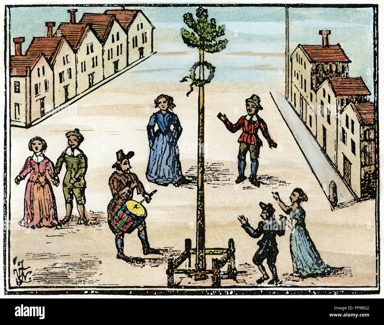 MAYPOLE, 17th CENTURY. /nA 17th century maypole dance. Contemporary ...