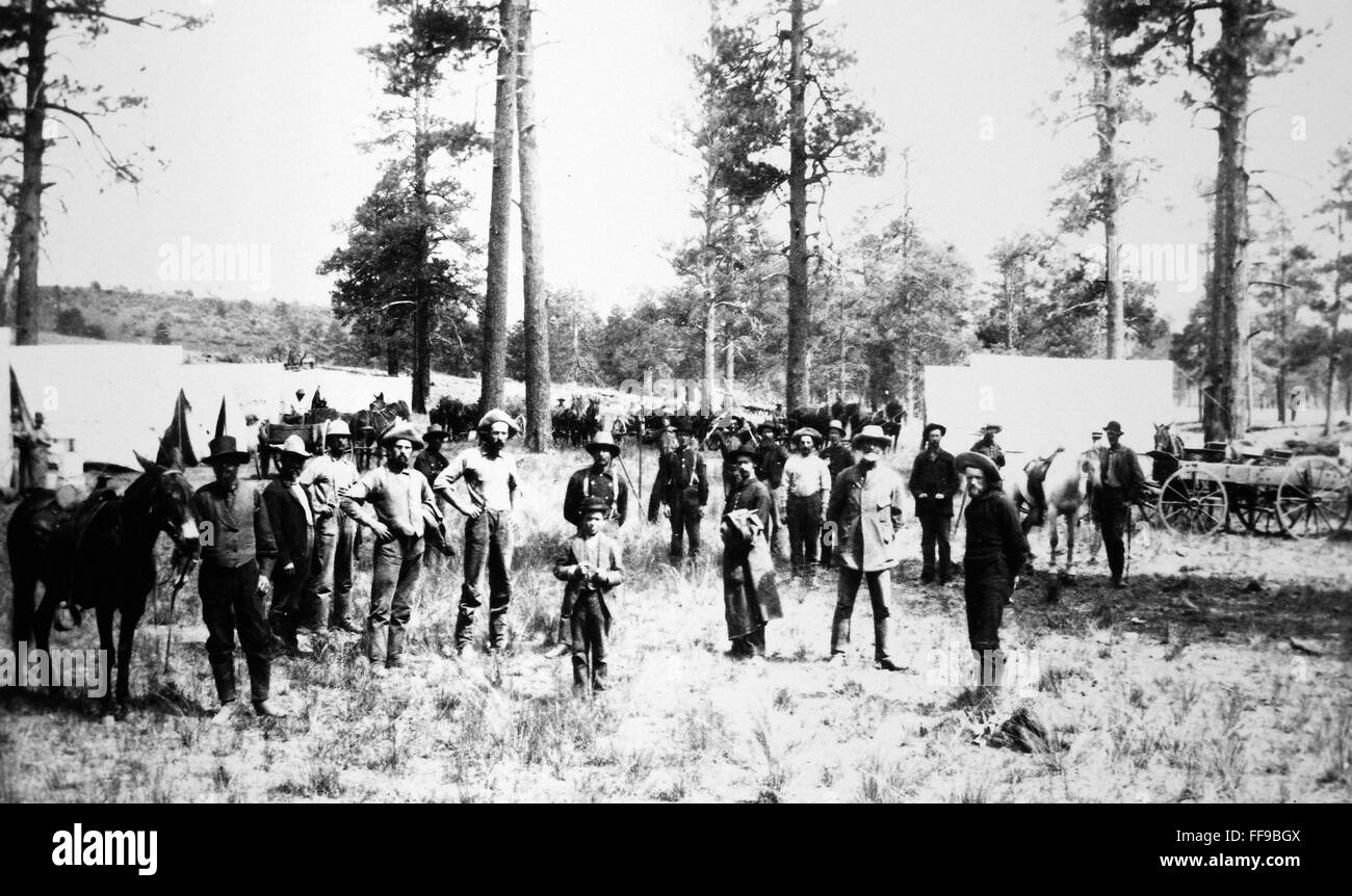 RAILROAD CAMP, 1880s. /nCamp of railroad construction workers engaged ...