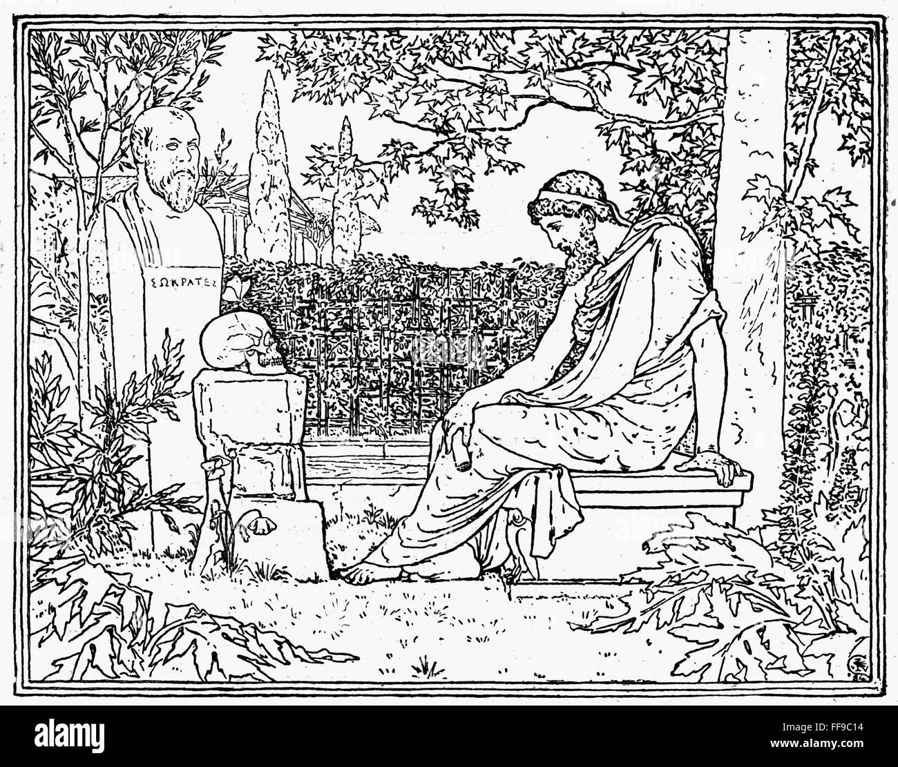 PLATO (c427-c347 B.C.). /nGreek philosopher. Plato meditating before ...