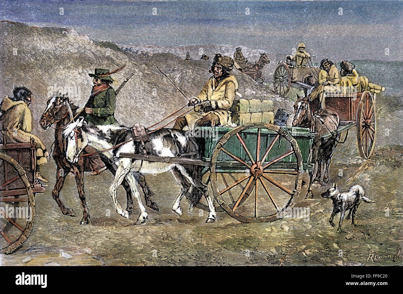TRAPPERS./nA convoy of French-Indian trappers returning from a hunting ...