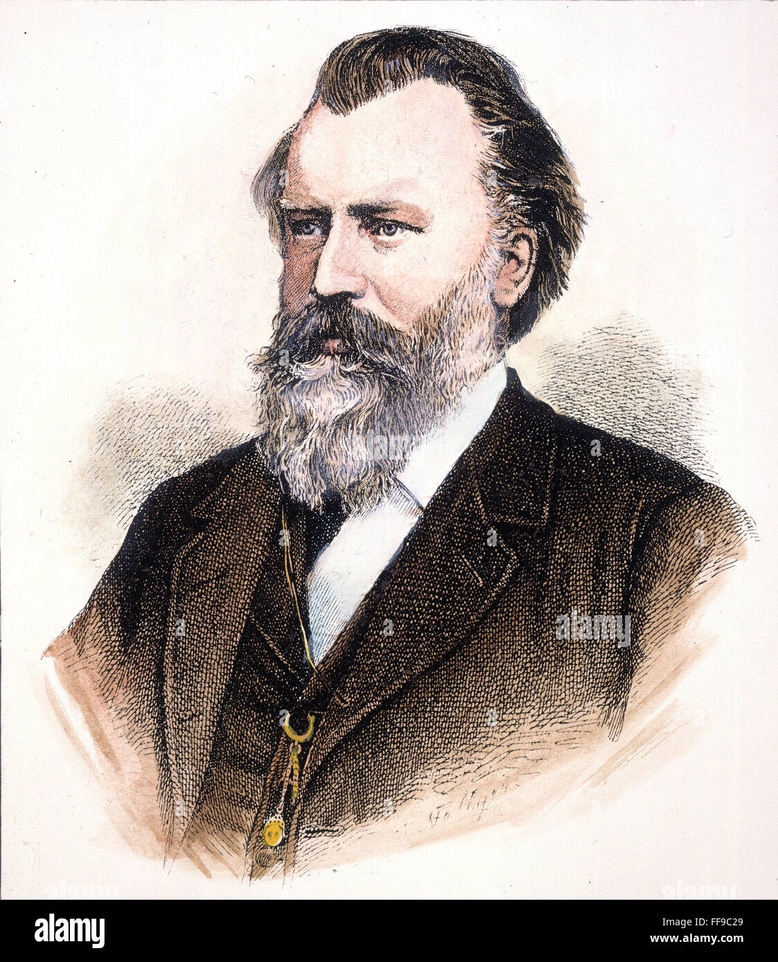 JOHANNES BRAHMS (1833-1897). /nGerman composer and pianist. Etching by ...