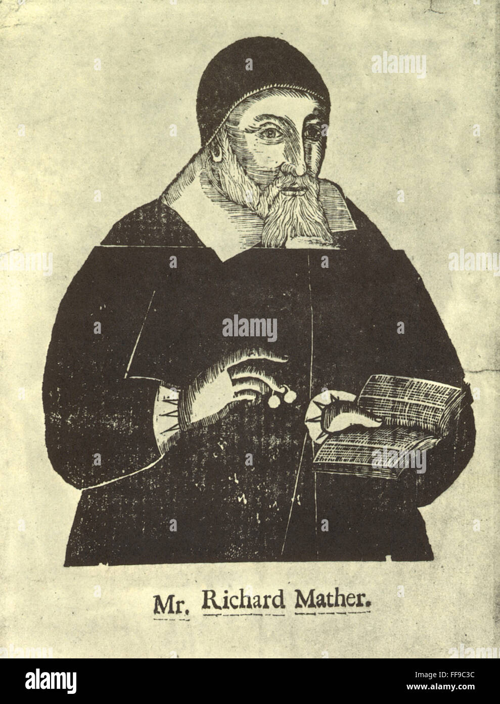 RICHARD MATHER (1596-1669). /nAmerican Congregational cleric. Woodcut ...