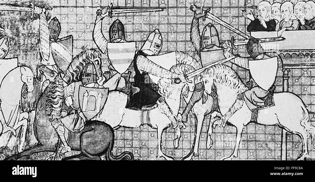 Medieval knights jousting manuscript hi-res stock photography and ...