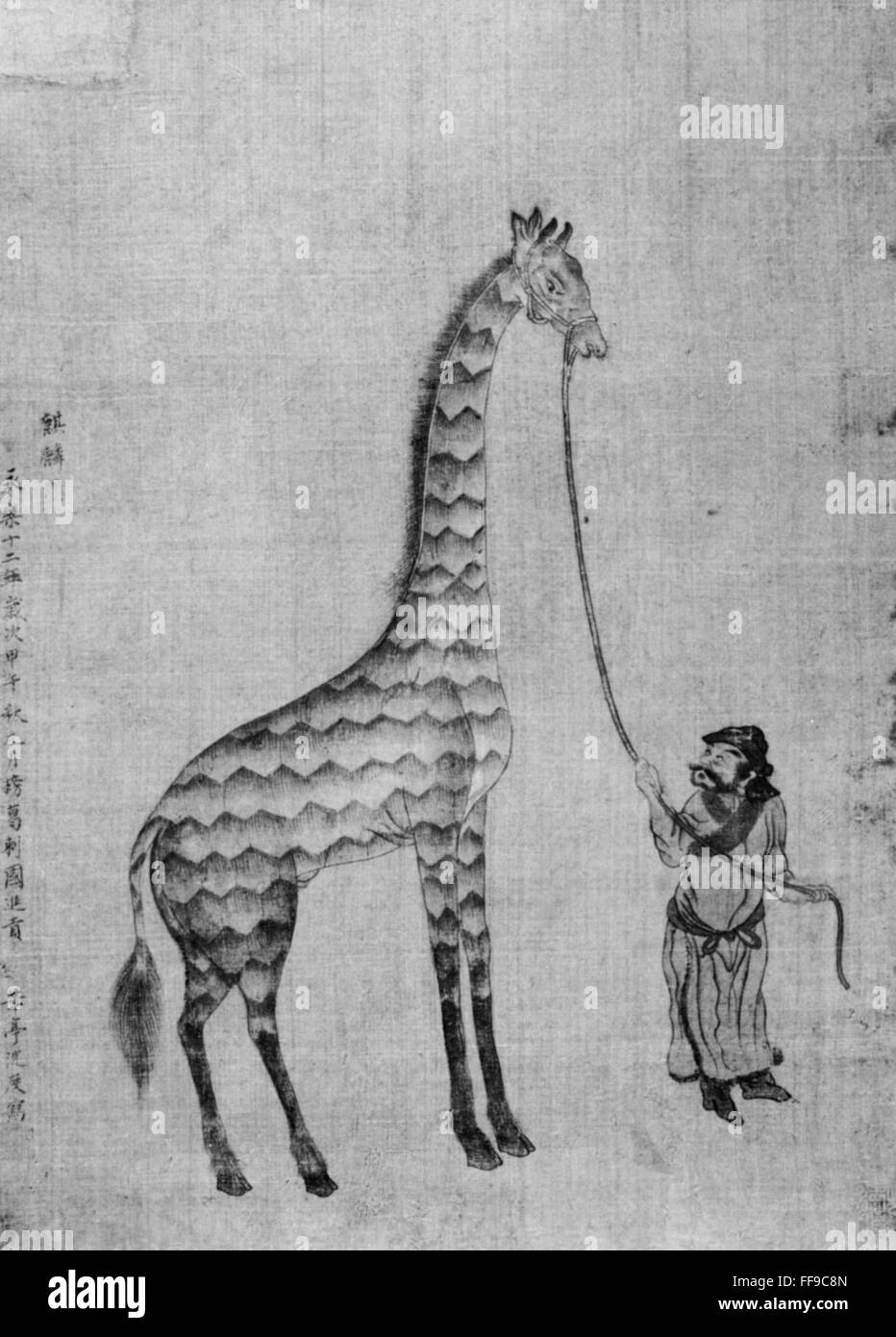 CHINA: FIRST GIRAFFE, 1414. /nA giraffe, the first seen in China, sent ...