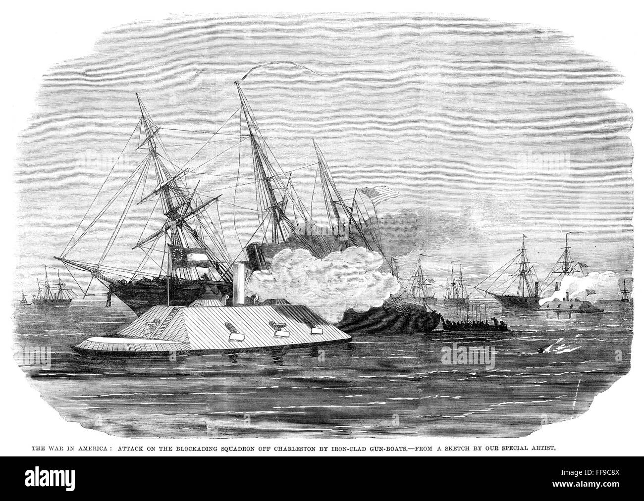 CIVIL WAR: BLOCKADE, 1863. /nAttack on the blockading squadron off ...
