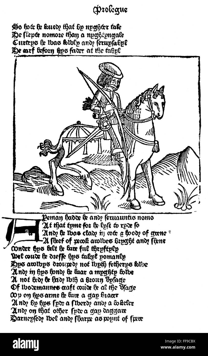 THE YEOMAN, 1484. /nWoodcut from the Prologue to Geoffrey Chaucer's ...