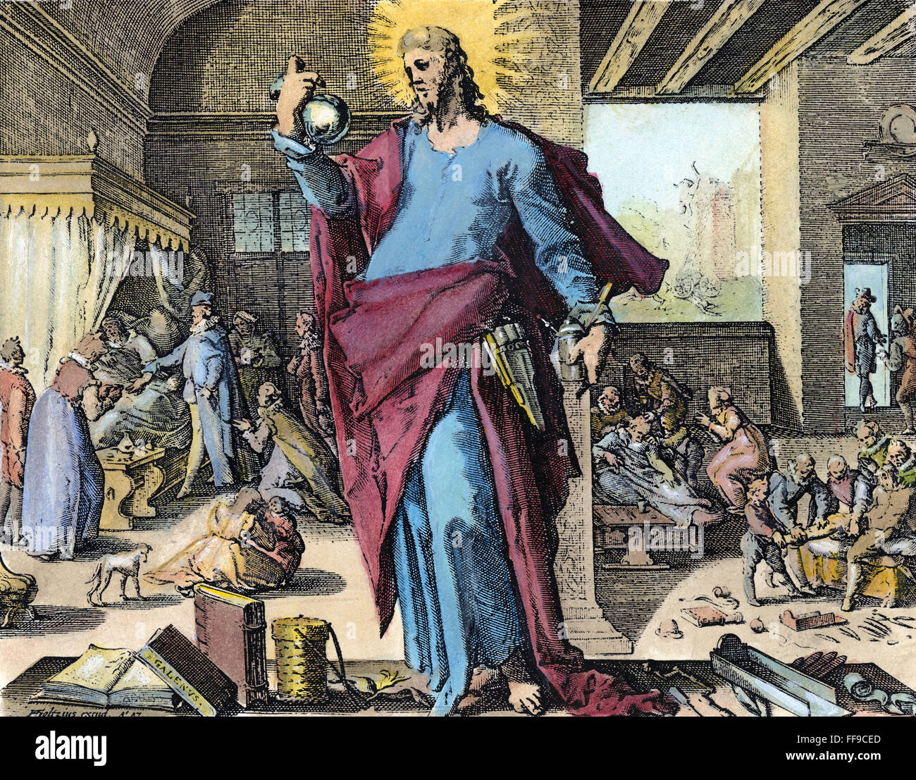PHYSICIAN AS GOD. /nAllegory of the Physician as God. Copper engraving ...
