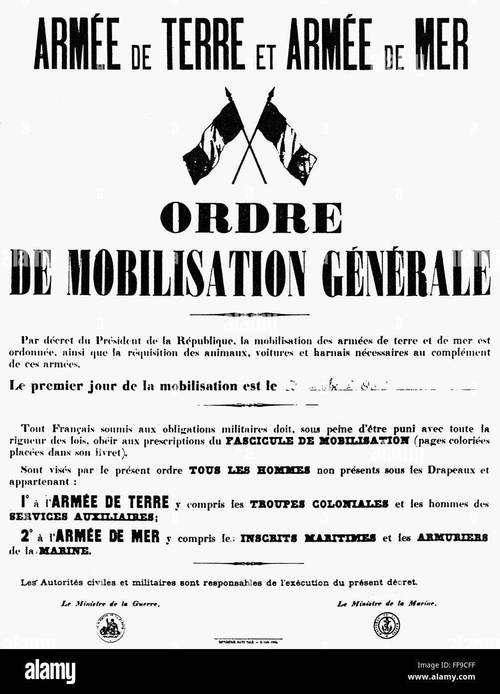 WORLD WAR I: MOBILIZATION. /nThe official order of mobilization for ...