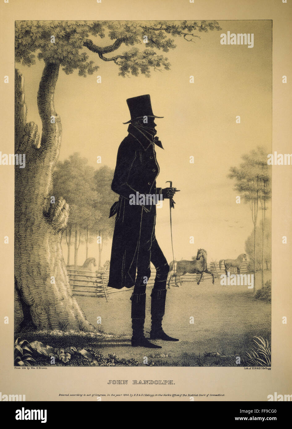 JOHN RANDOLPH (1773-1833). /nAmerican politician. Lithograph, 1844, by ...