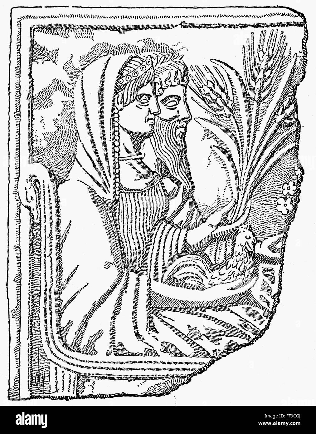 MYTHOLOGY: PERSEPHONE. /nHades and Persephone. Line engraving, 19th ...