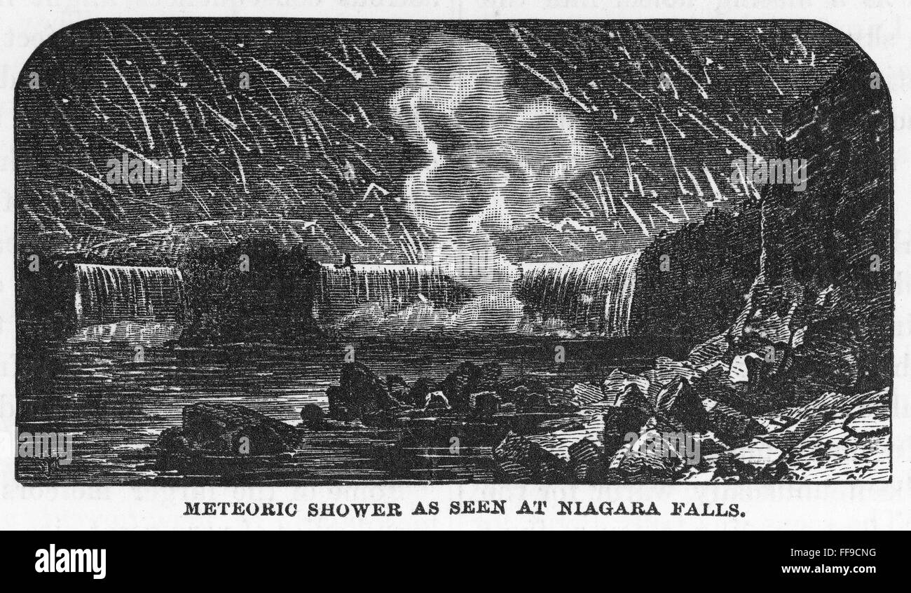 LEONID METEOR SHOWER, 1833. /nMeteor shower at Niagara Falls, 13 ...