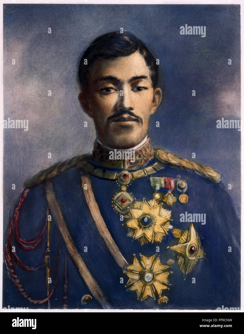 EMPEROR MUTSUHITO /n(1852-1912). Emperor of Japan (1867-1912): oil over ...