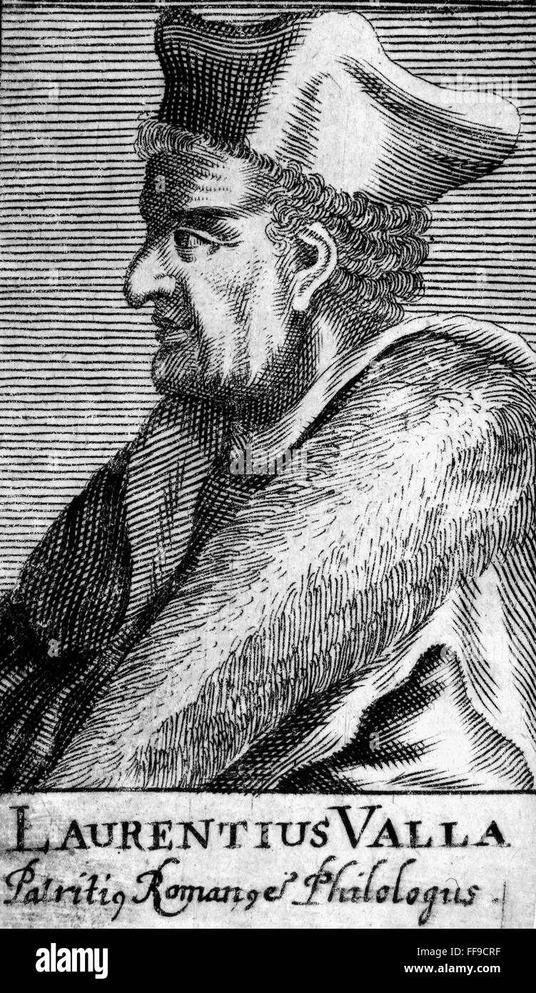 LORENZO VALLA (1407-1457). /nItalian humorist. Copper engraving, 17th ...