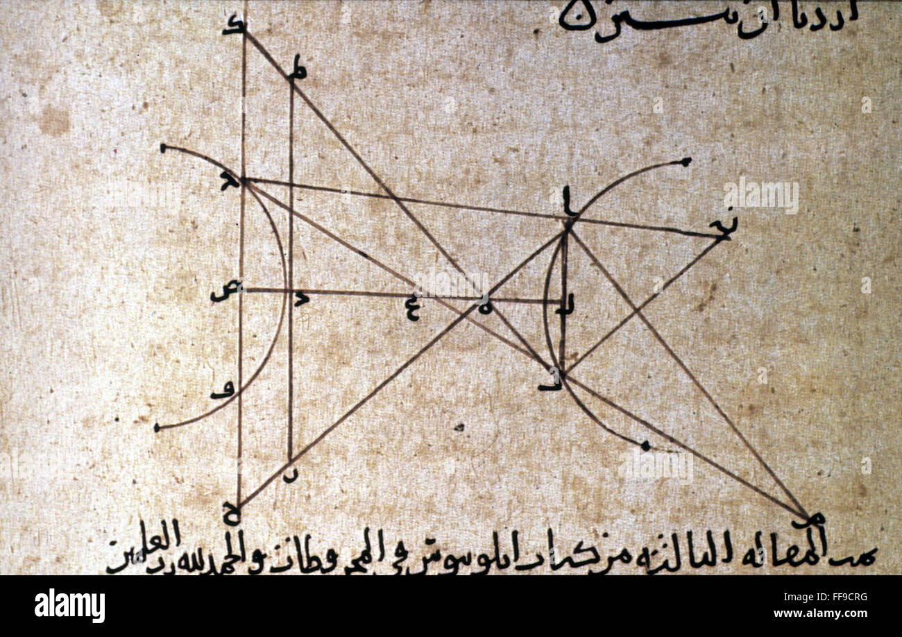ARABIC MANUSCRIPT: OPTICS. /nDiagram from manuscript on optics by Ibn ...