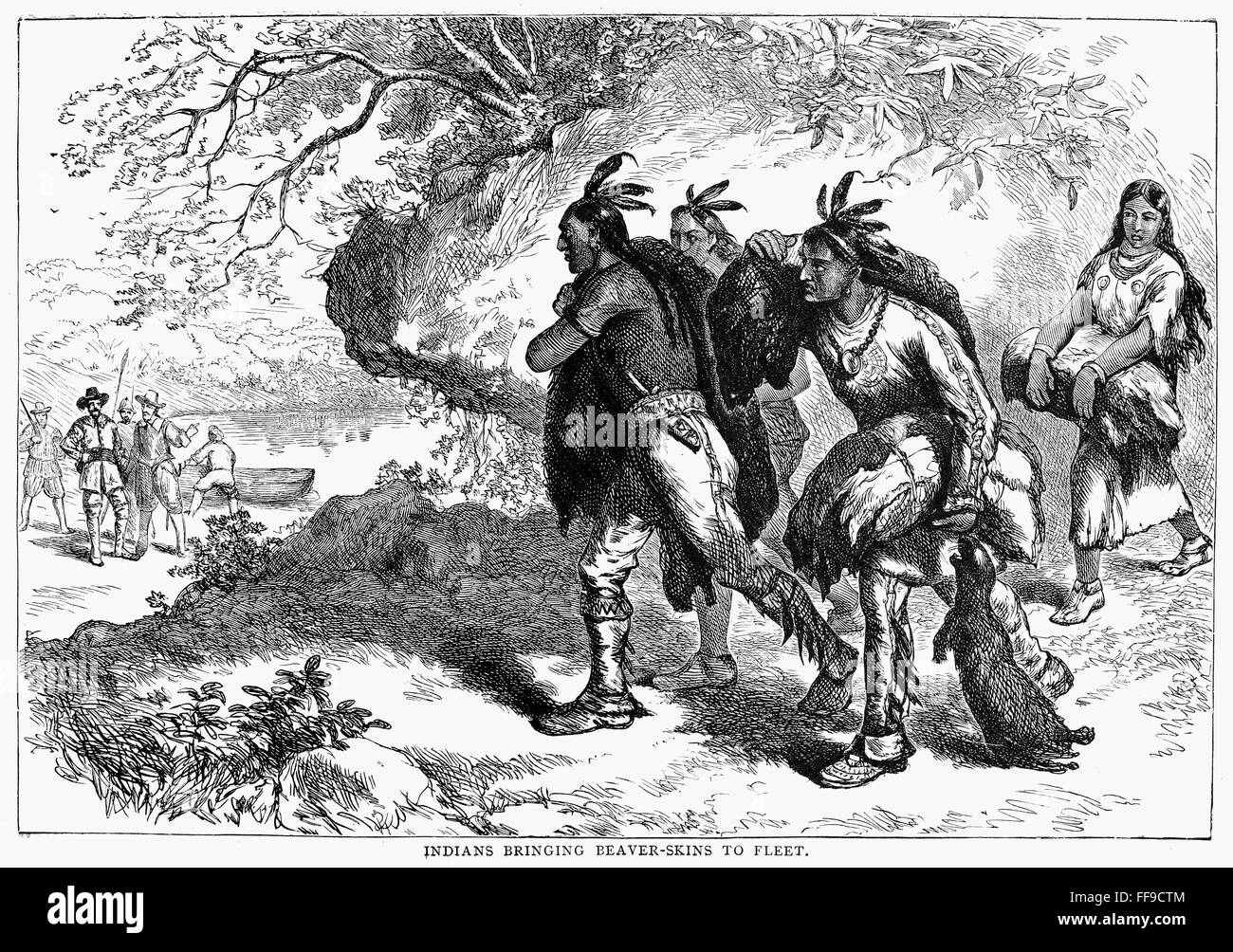 DUTCH FUR TRADE. /nNative Americans bringing pelts to Dutch traders in ...