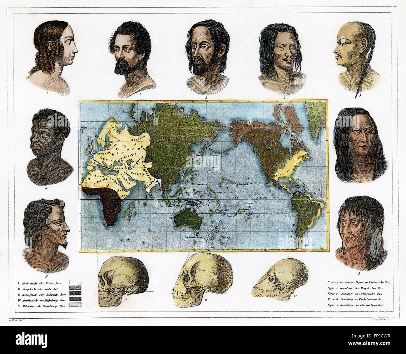 RACIAL TYPES, 19th CENTURY. /nGerman study of racial types, based on ...