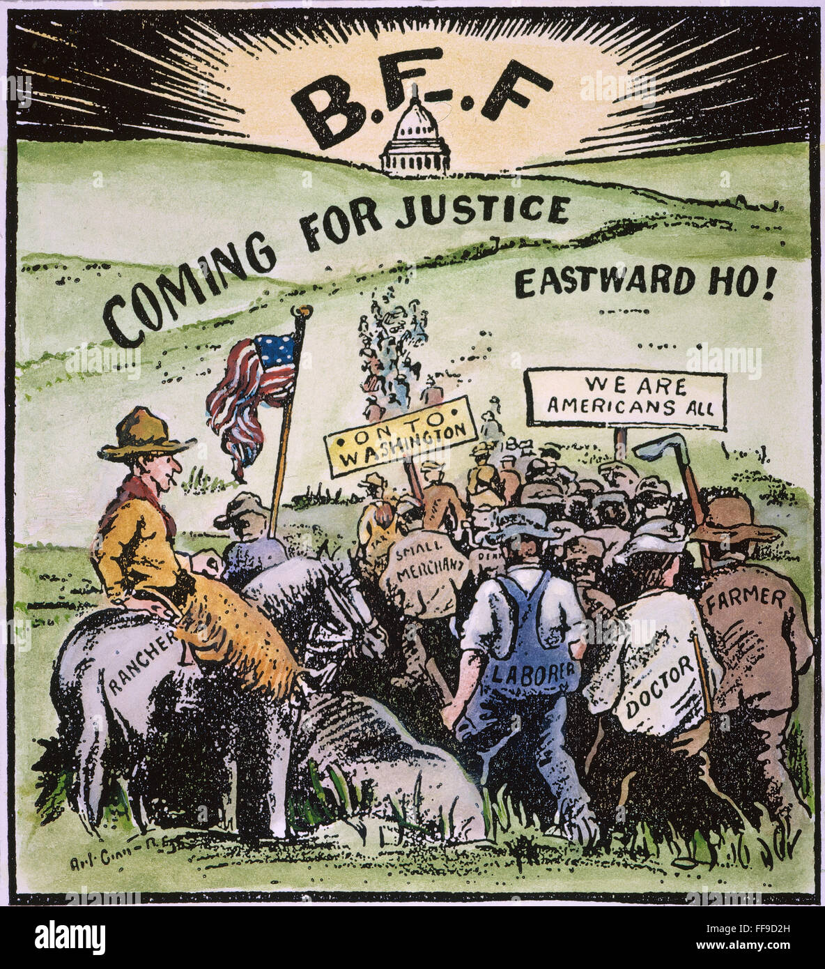 CARTOON: BONUS MARCH, 1932. /n'Coming for Justice...': cartoon, c1932 ...