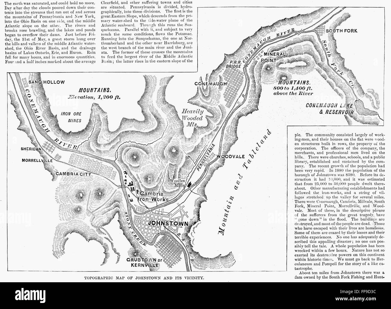 1889 Johnstown Area Map Map Of Johnstown Hi Res Stock Photography And