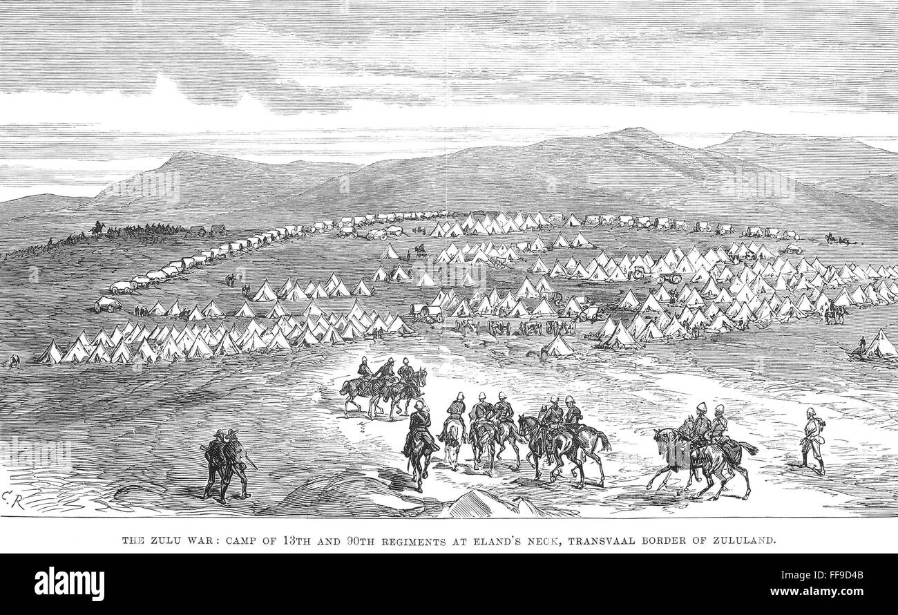 ZULU WAR: TRANSVAAL, 1879. /nCamp of 13th and 90th British Regiments at ...