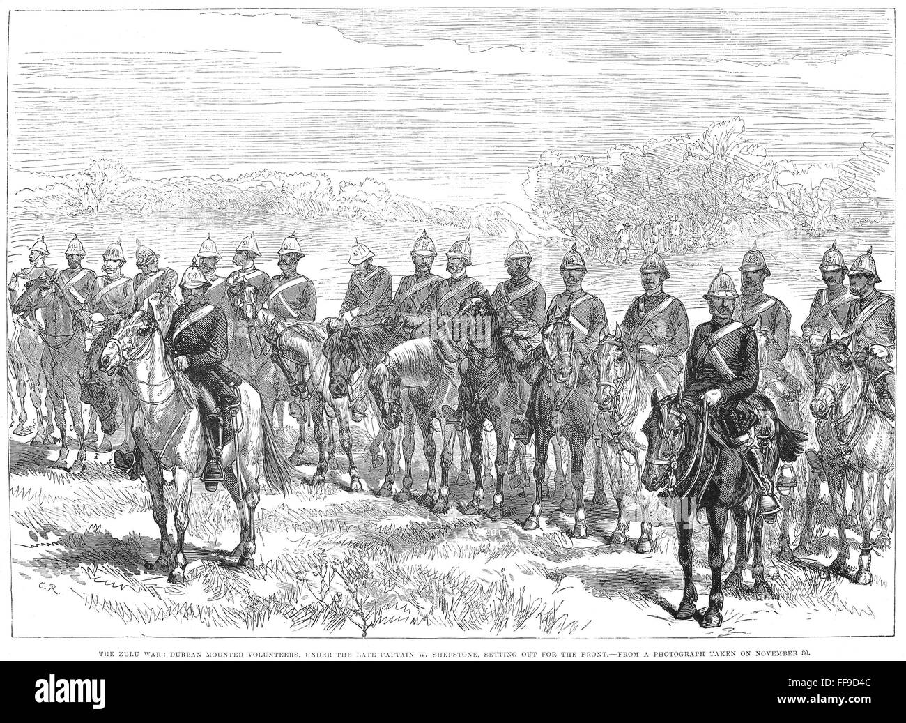 ZULU WAR, 1879. /nDurban mounted volunteers setting out for the front ...