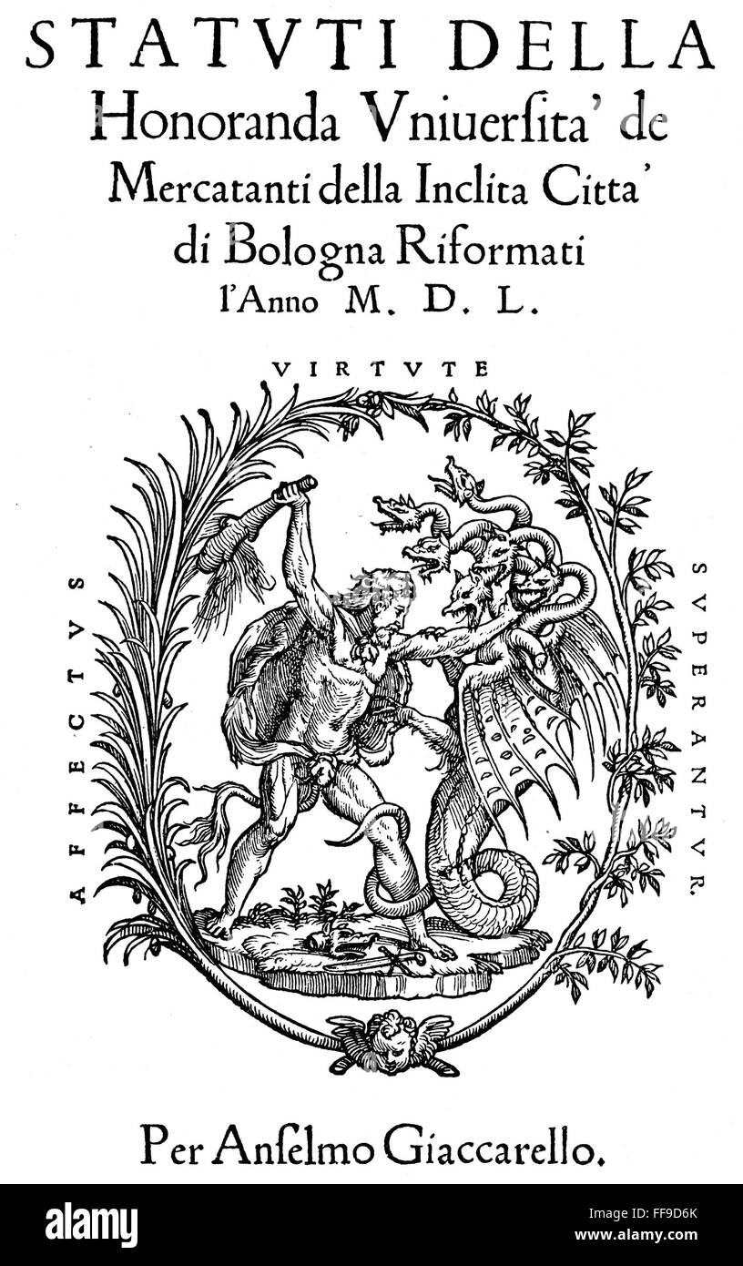 MYTHOLOGY: HERCULES. /nHercules slaying the Hydra. Italian woodcut ...