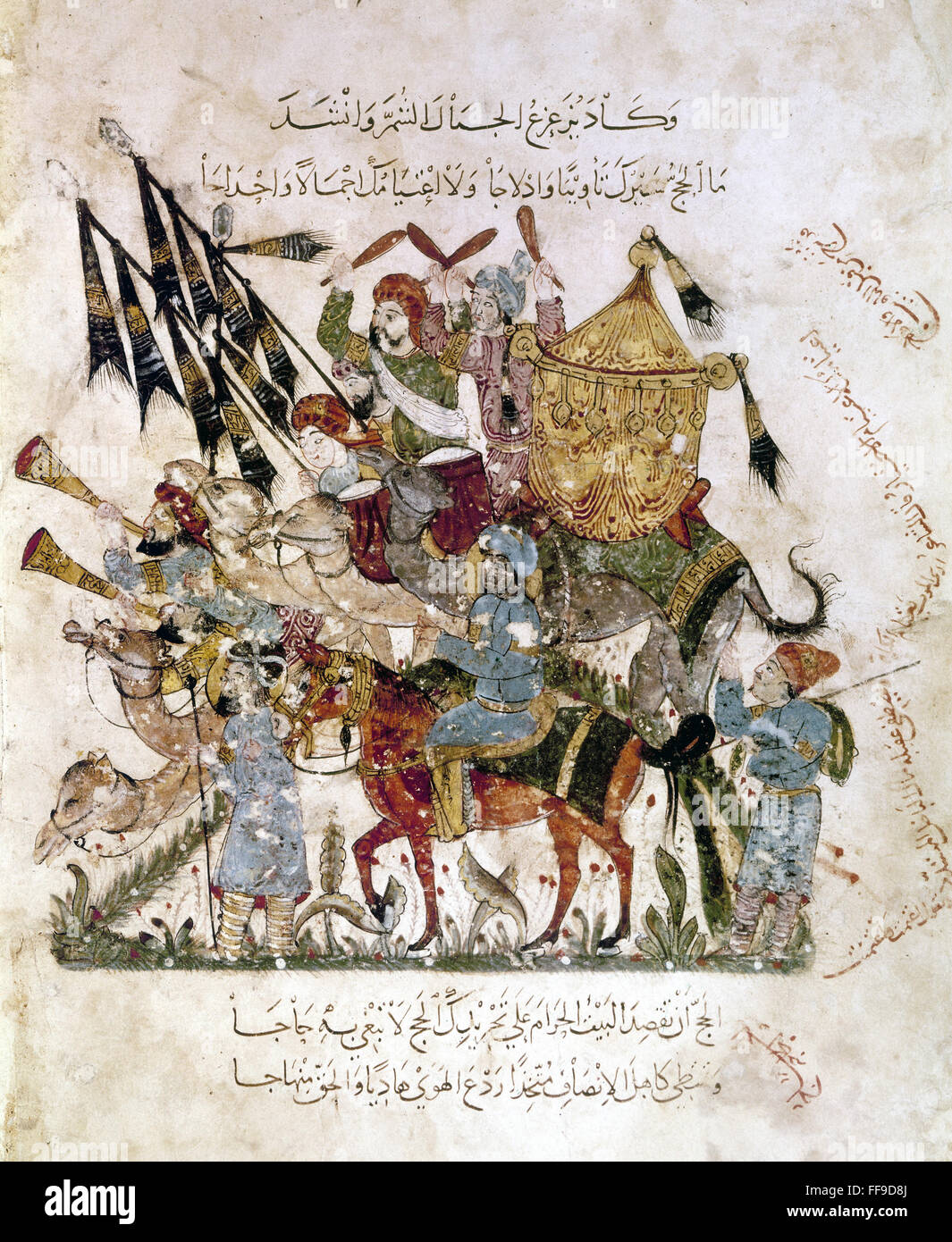 PILGRIMS TO MECCA, 1237. /nCaravan of pilgrims to Mecca. Miniature from ...