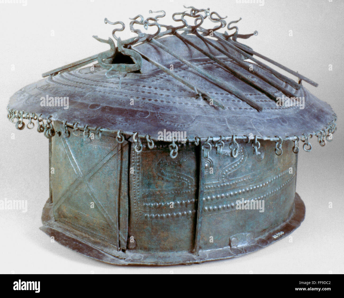 ETRUSCAN ART. /nVillanovan hut-shaped urn. Bronze, 9th century B.C ...