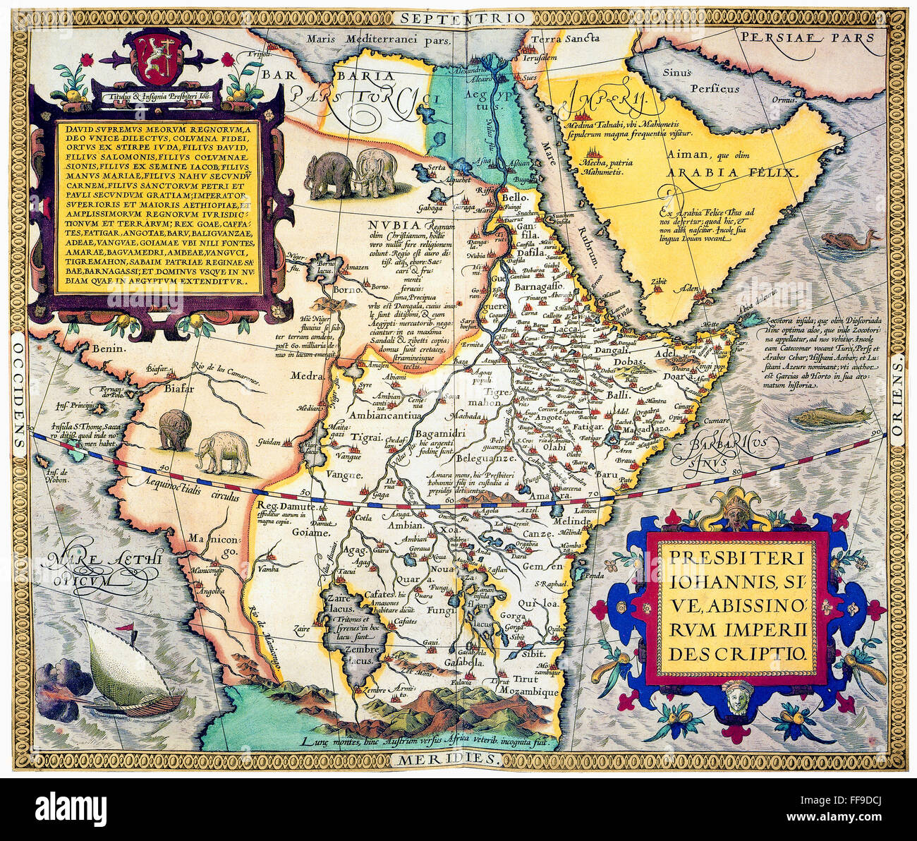 AFRICAN MAP, 1595. /nMap of the kingdom of the legendary Prester John ...