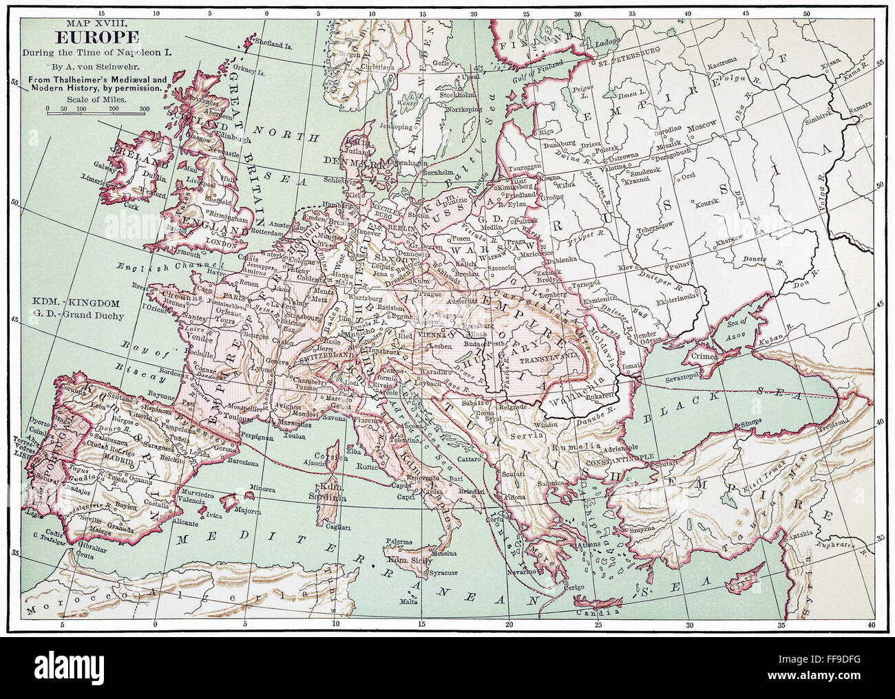 MAP OF EUROPE, c1812. /nA 19th century German map of Europe during the ...