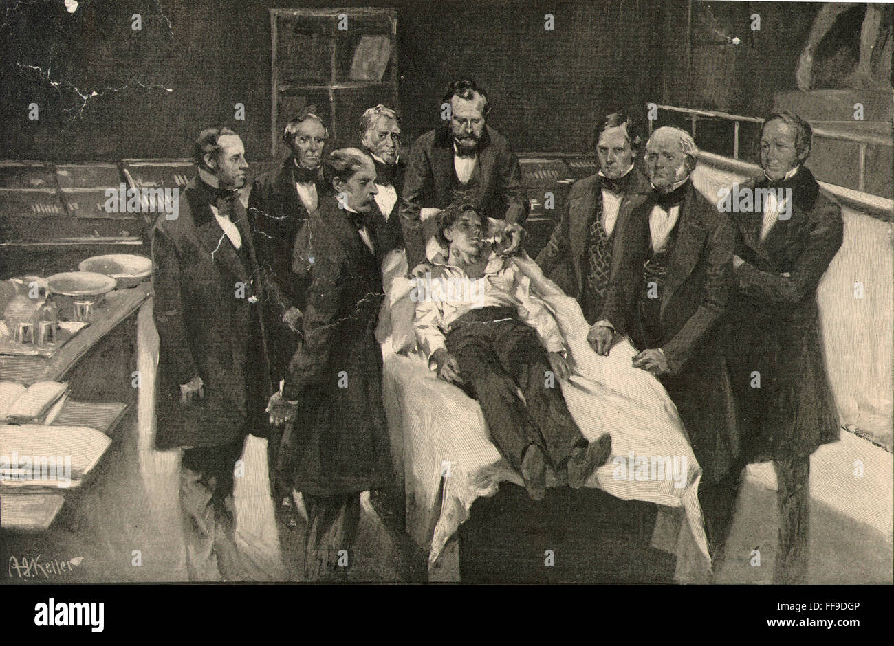 WILLIAM T.G. MORTON /n(1819-1868). American dentist. Morton giving the ...