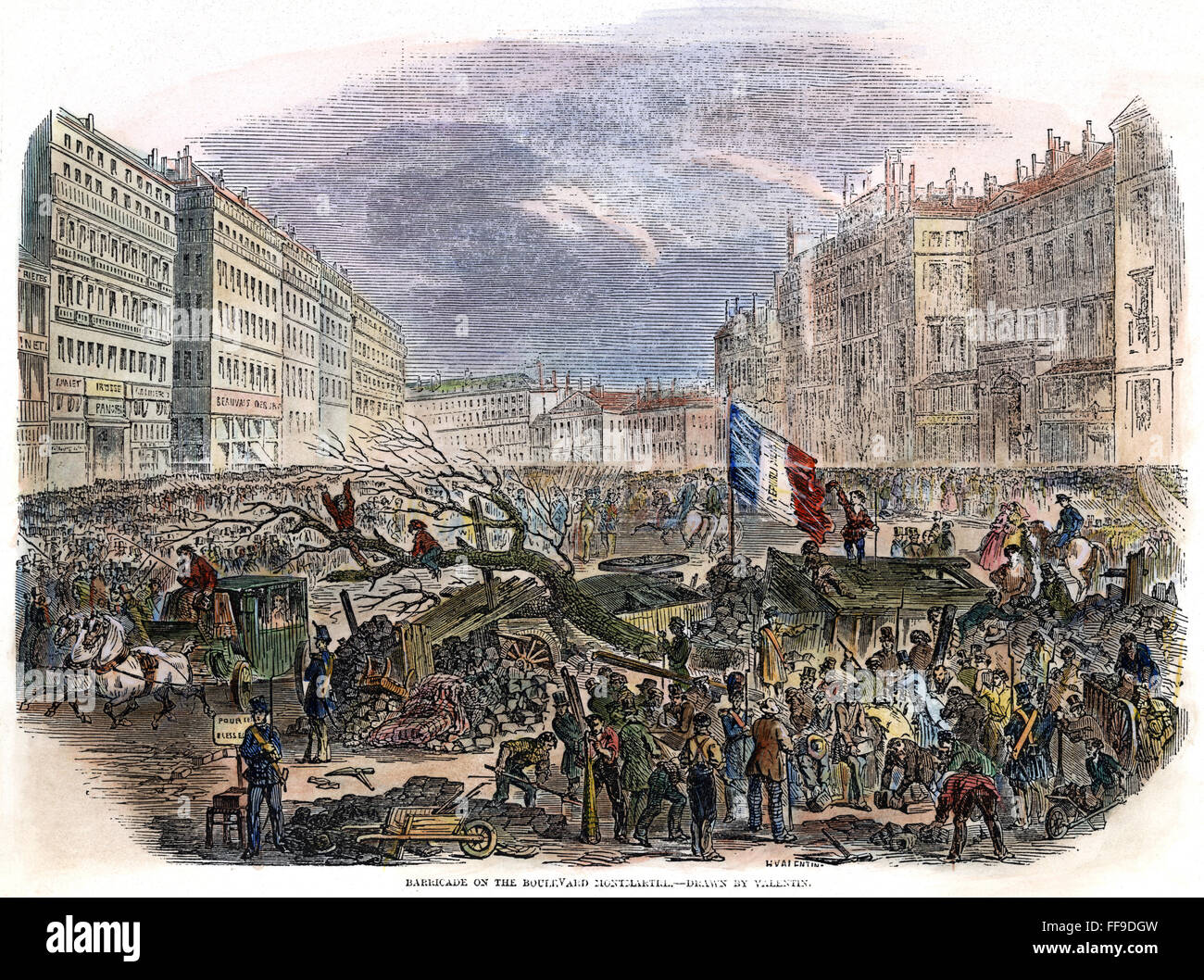 FRANCE: REVOLUTION, 1848. /nBarricade on the Boulevard Montmarte in ...