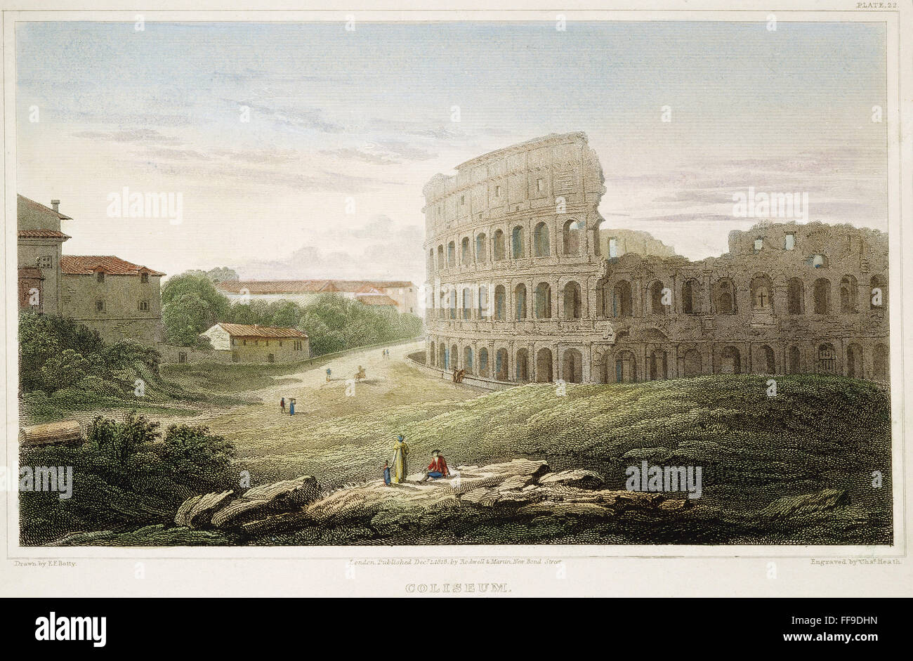 COLOSSEUM: ROME, 1821. /nA view of the Colosseum in Rome. Steel ...