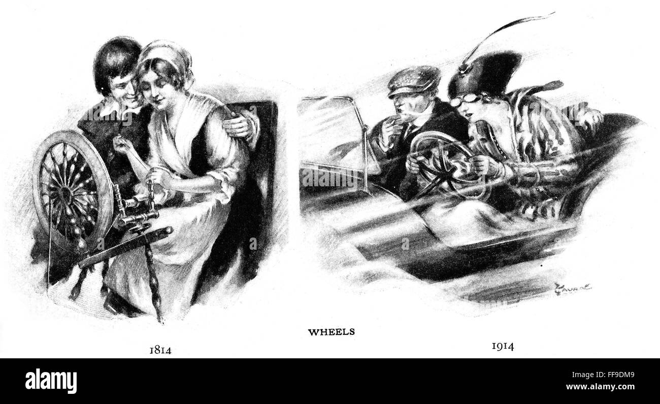 AUTOMOBILE CARTOON, 1914. /n'Wheels.' American magazine cartoon, 1914 ...