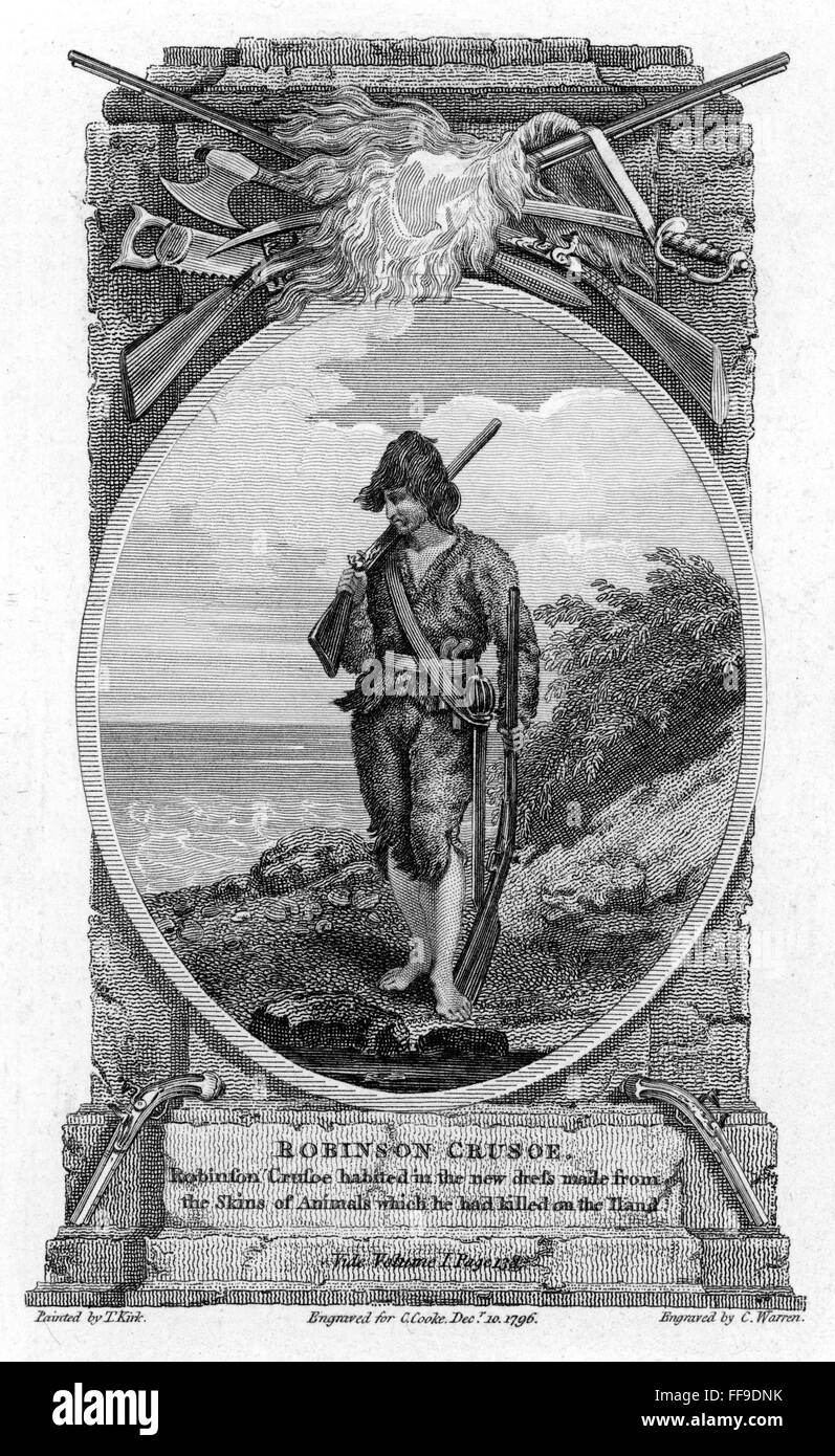 ROBINSON CRUSOE. /nBy Daniel Defoe. Engraved illustration to a late ...