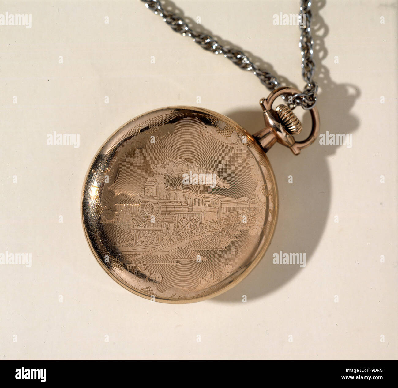 CONDUCTORS WATCH. /nBack of a railroad watch, early 20th century Stock ...