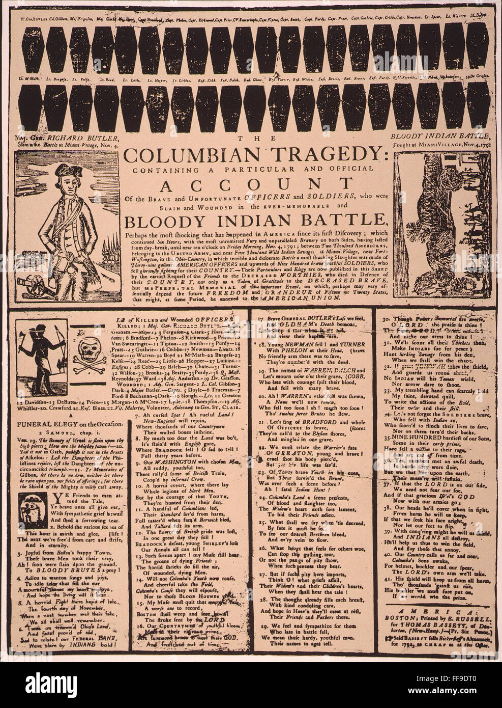 OHIO BATTLE, 1791. /nBroadside describing the defeat of the American ...