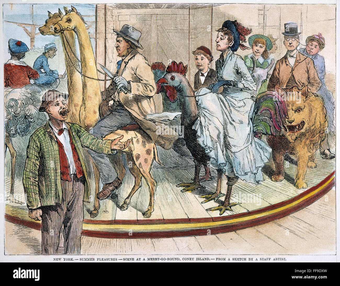 NY: MERRY-GO-ROUND, 1883. /nScene at a Merry-Go-Round, Coney Island ...