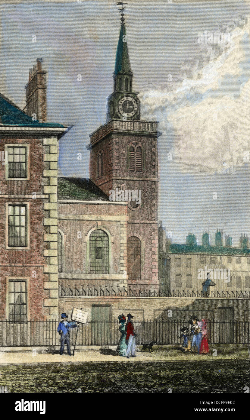 LONDON: ST. JAMES'S, 1840. /nSt. James's Piccadilly, London. Line ...