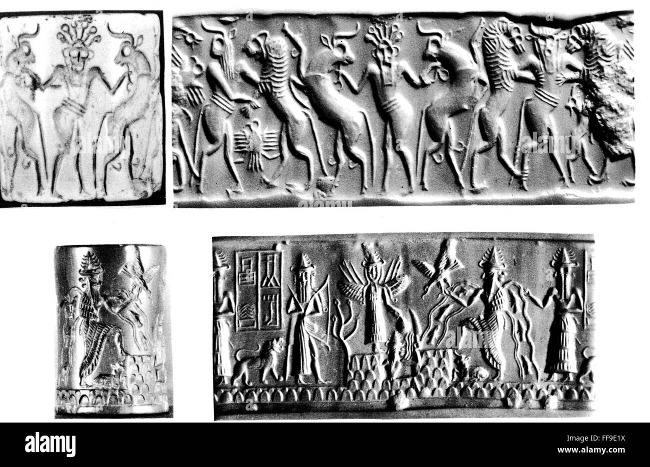 SUMER: CYLINDER SEAL. /nMythological scene depicting the legendary ...