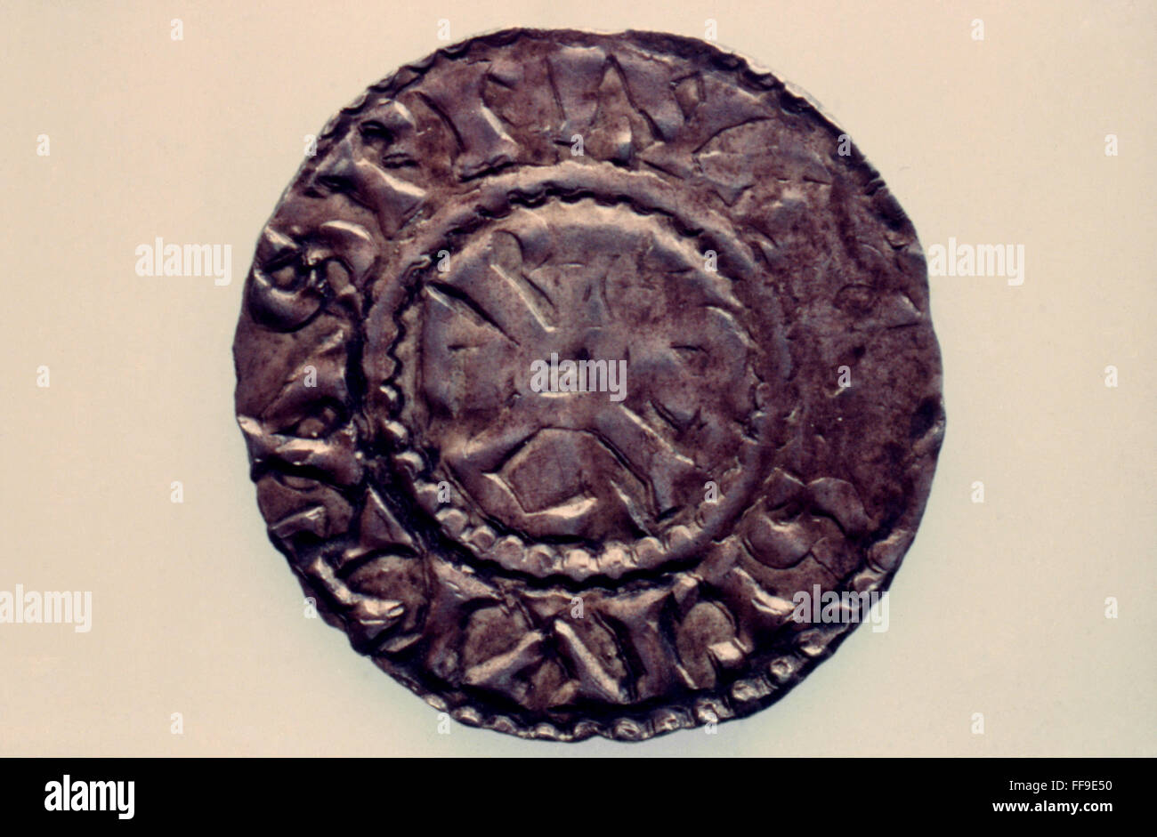 SILVER COIN, c993. /nFeudal silver denier minted by HervΘ, Bishop of ...