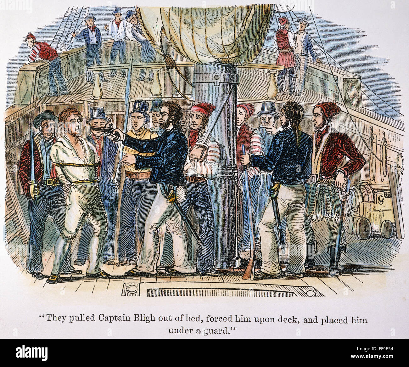 BOUNTY MUTINY. /nCaptain William Bligh placed under guard by Fletcher ...
