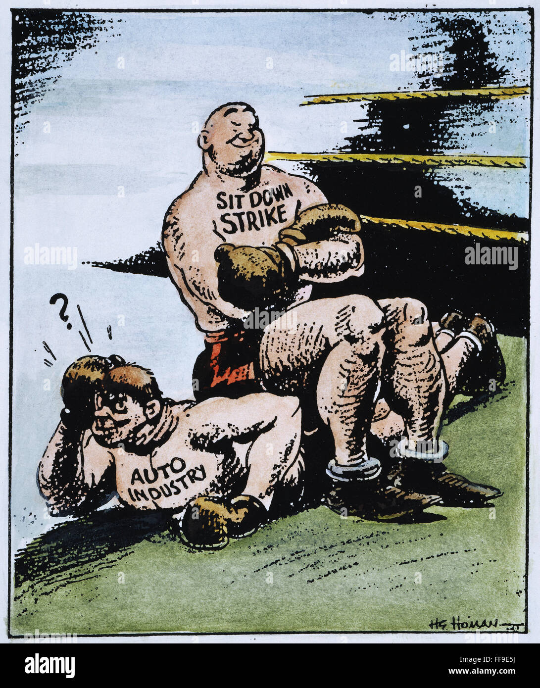LABOR CARTOON, c1937. /n'New Technique.' American cartoon by Harry E ...