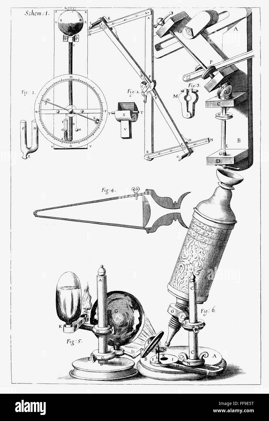 HOOKE: MICROSCOPE, 1665. /nHooke's compound microscope. Copper ...