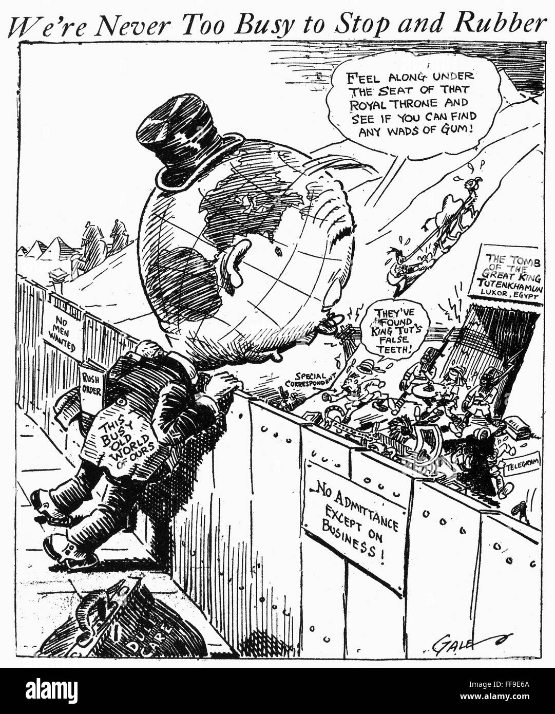 KING TUT CARTOON, 1923. /n'We're Never Too Busy to Stop and Rubber ...