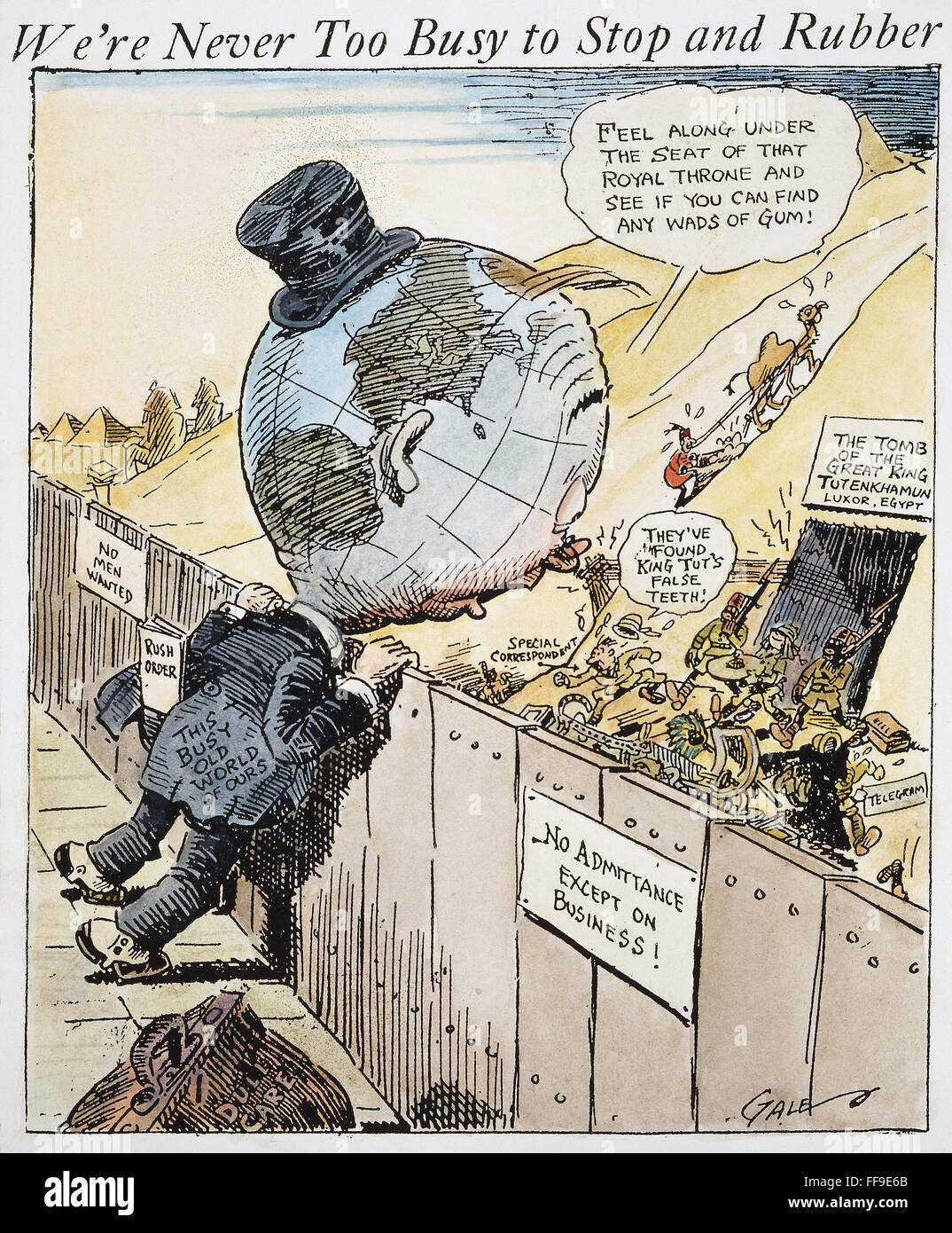 CARTOON: KING TUT, 1923. /n'We're Never Too Busy to Stop and Rubber ...