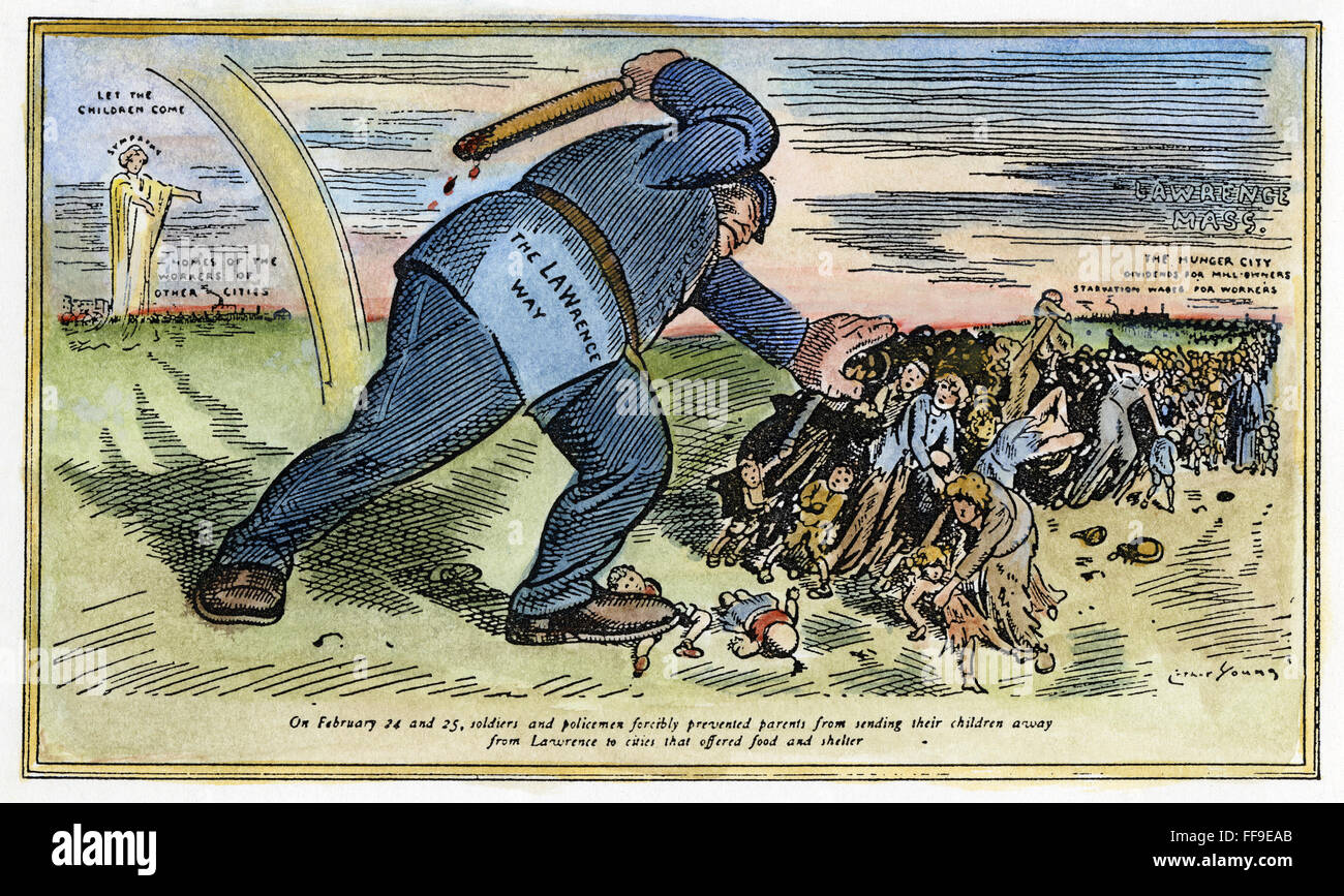 LAWRENCE STRIKE, 1912. /nCartoon, 1912, by Art Young on the Lawrence ...