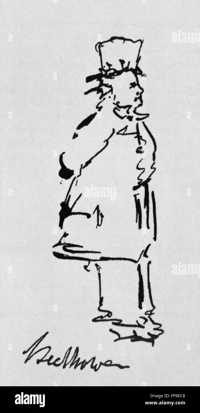 LUDWIG van BEETHOVEN /n(1770-1827). German composer. Drawing by J.P ...