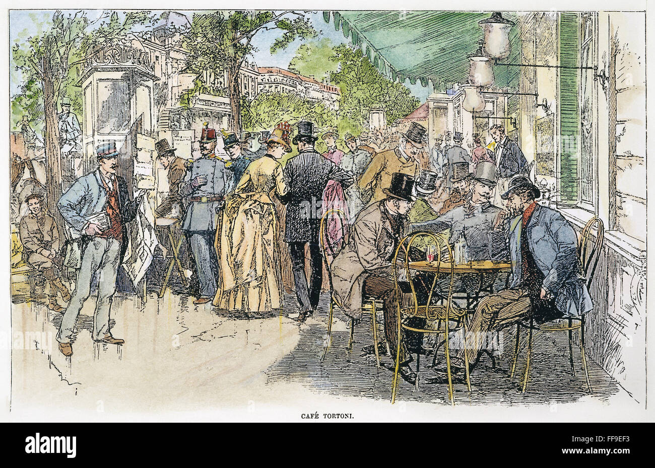 CAFE: PARIS, 1888. /nCafe Tortoni, Paris, France. Line engraving, 1888 ...