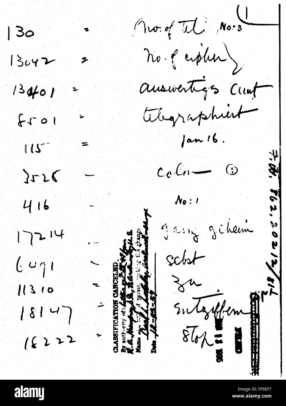 ZIMMERMANN TELEGRAM, 1917. /nPage 2 of the British decode of the ...